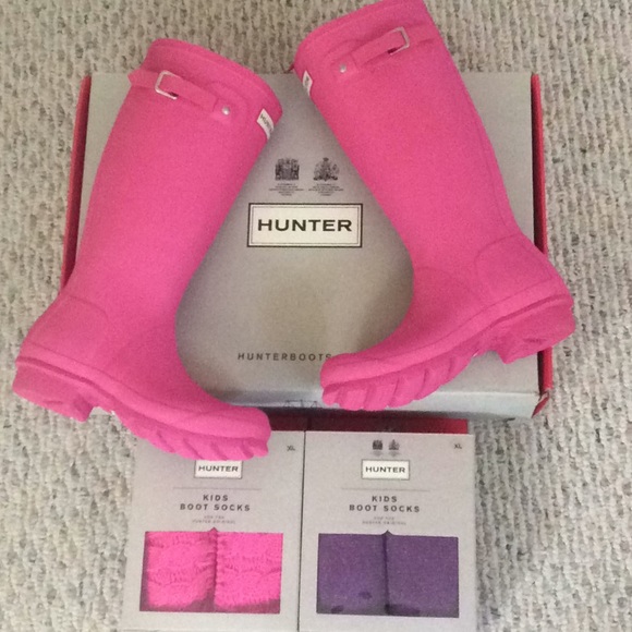 Hunter | Shoes | Hunter Pink Tall Rain Boots 2x Hunter Socks | Poshmark